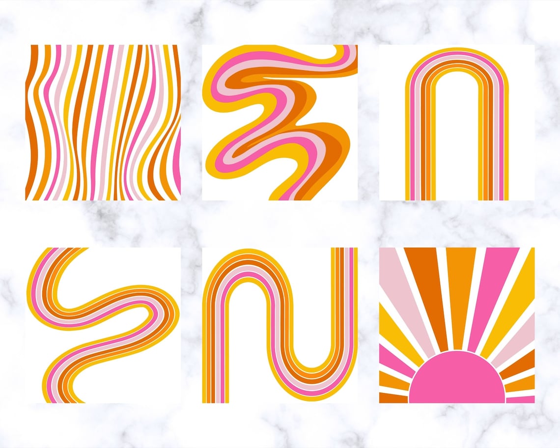 Retro Groovy Digital Paper, Aesthetic Pattern Background, Groovy ...