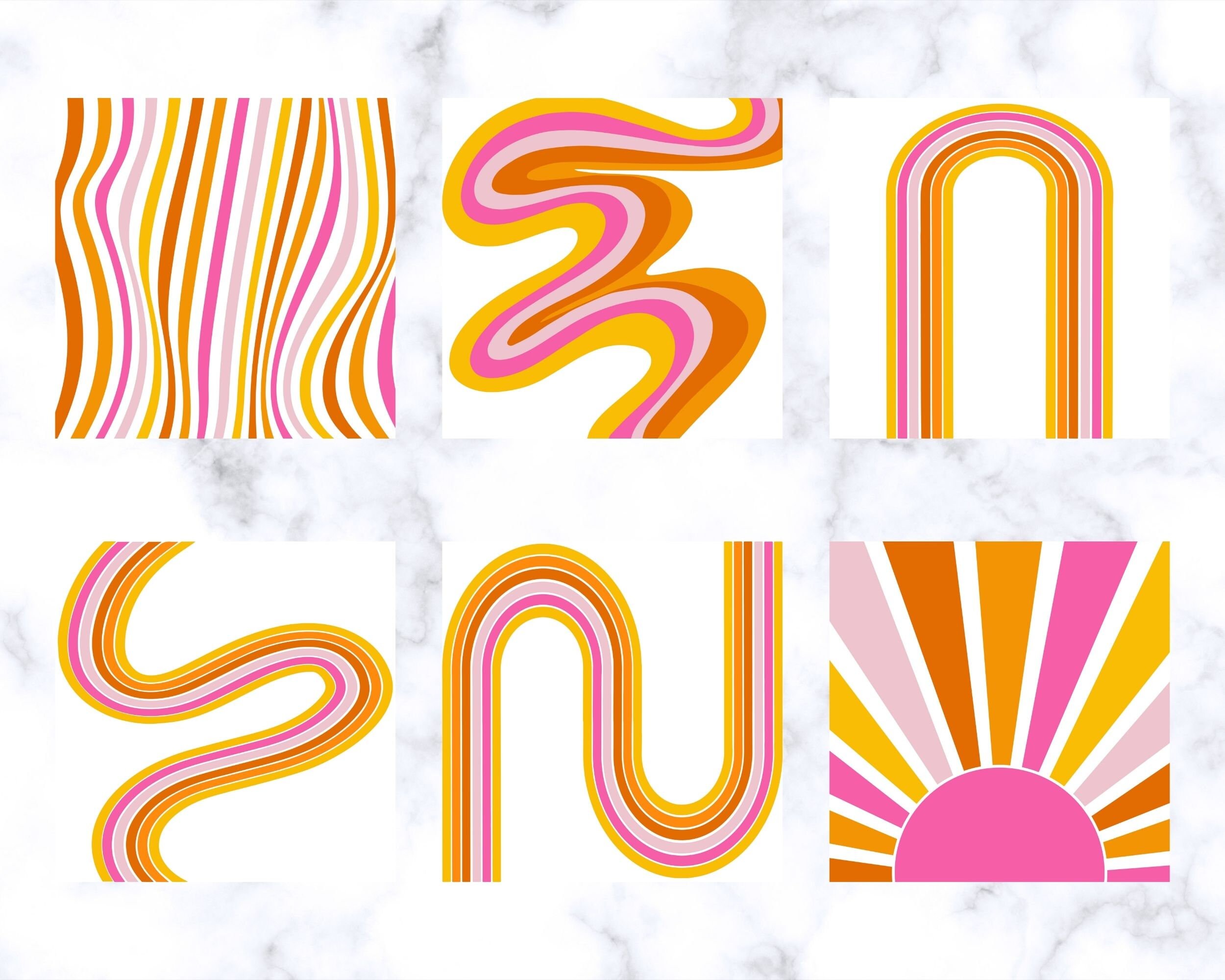 Retro Groovy Digital Paper, Aesthetic Pattern Background, Groovy ...