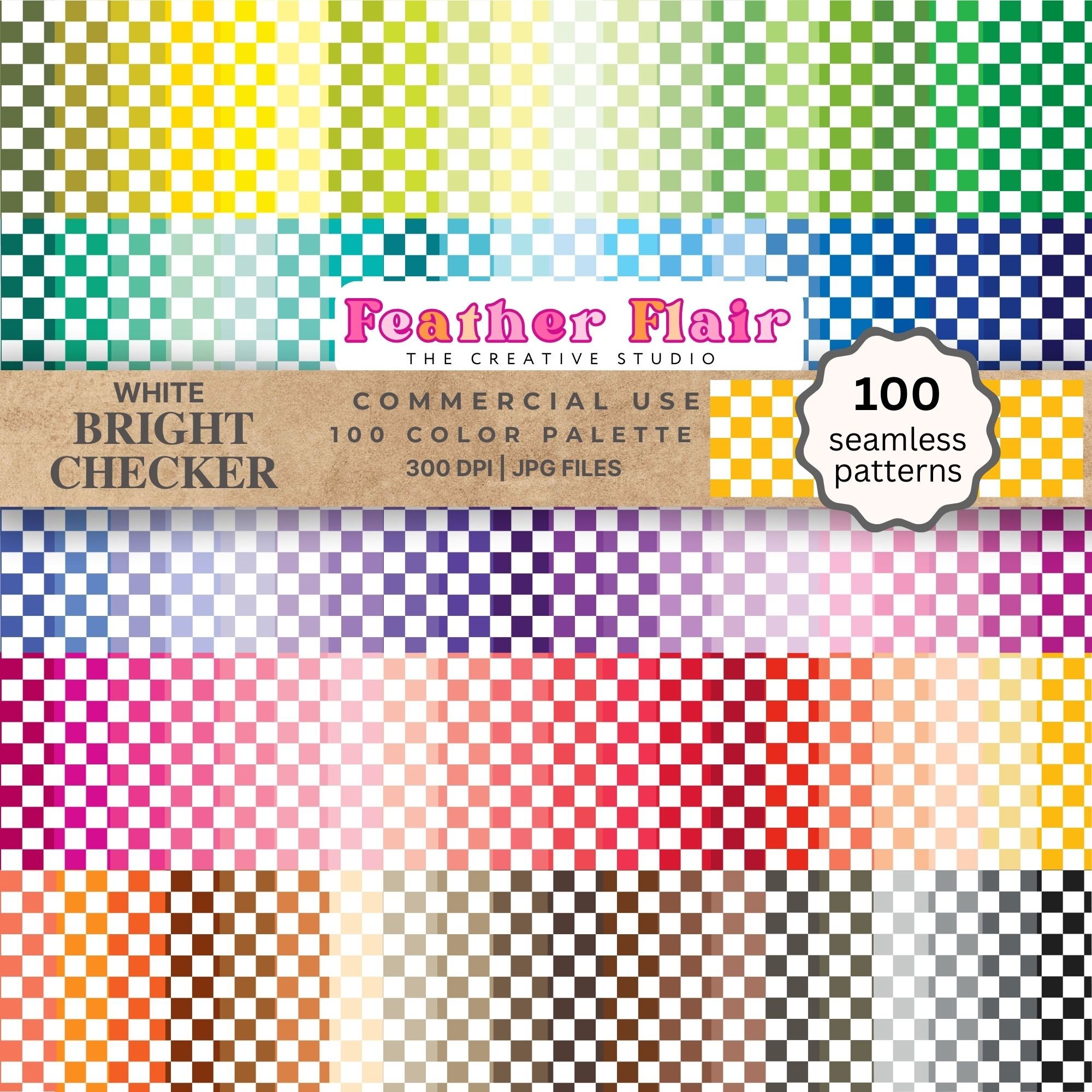 100 Seamless Checkerboard Digital Paper Checker Grid Geometric ...