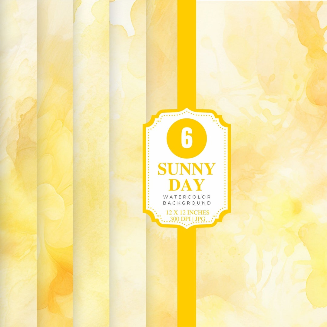 Watercolor Digital Paper Pack | Yellow Background | Pastel Watercolor ...