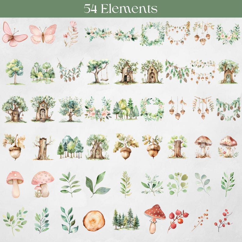 Cute Woodland Animals Clipart Watercolor Bundle, Watercolor Animals ...