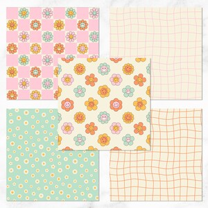 Groovy Retro Digital Paper, Aesthetic Pattern Background, Seamless ...