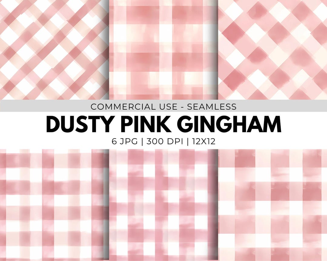 Watercolor Dusty Pink Gingham Seamless Repeat Pattern | Pastel ...