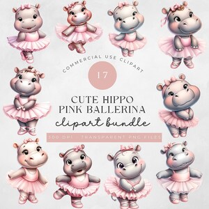 Ballerina Hippo Clipart, Nursery Illustration, Watercolor Cute Animal ...