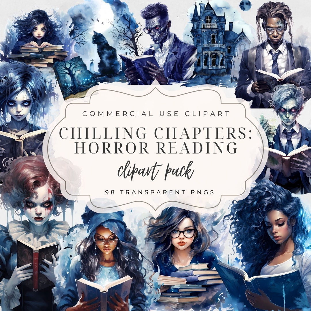 98 PNG Watercolor Horror Reading Book Clipart Bundle | Watercolour Blue ...