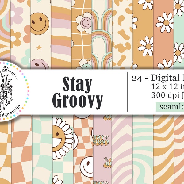Retro Digital Papers - Etsy