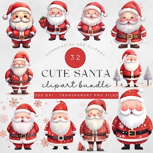 Cute Santa Clipart Bundle - Father Christmas Clip Art - Xmas Kids ...