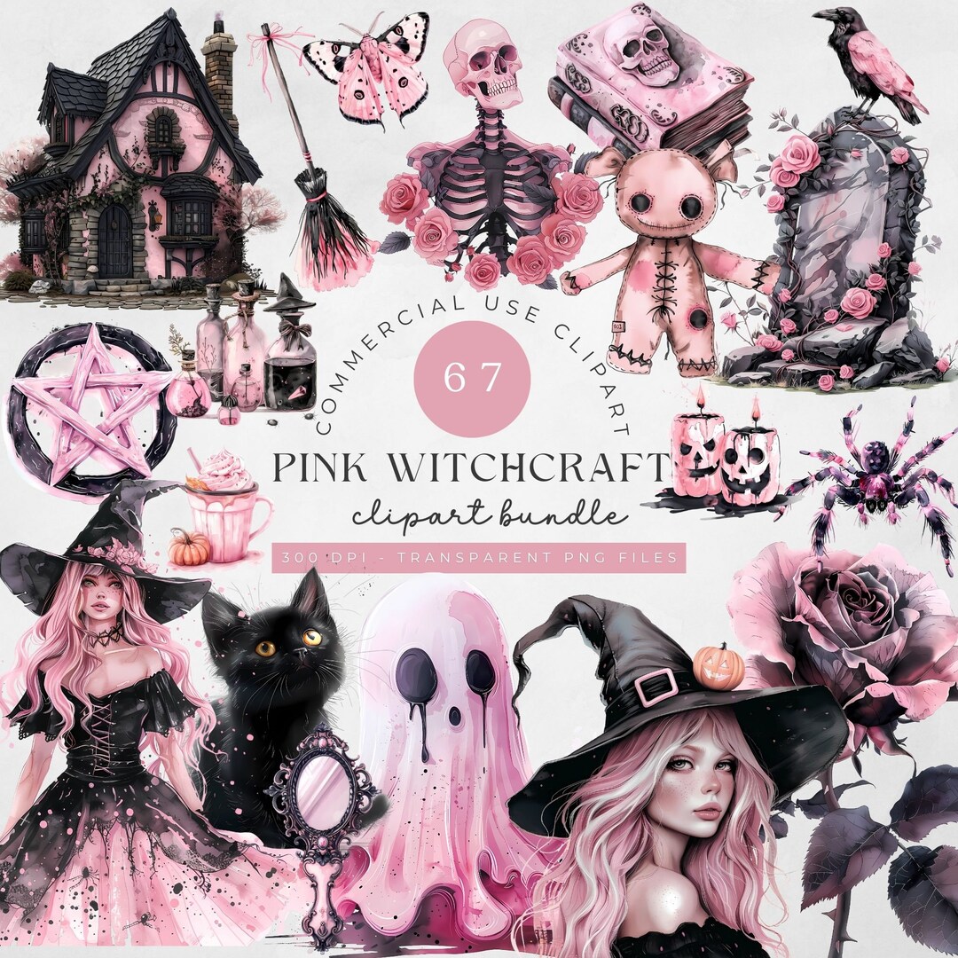 Pink Witchcraft Clipart: 67 Fantasy PNG Images (commercial Use) - Etsy