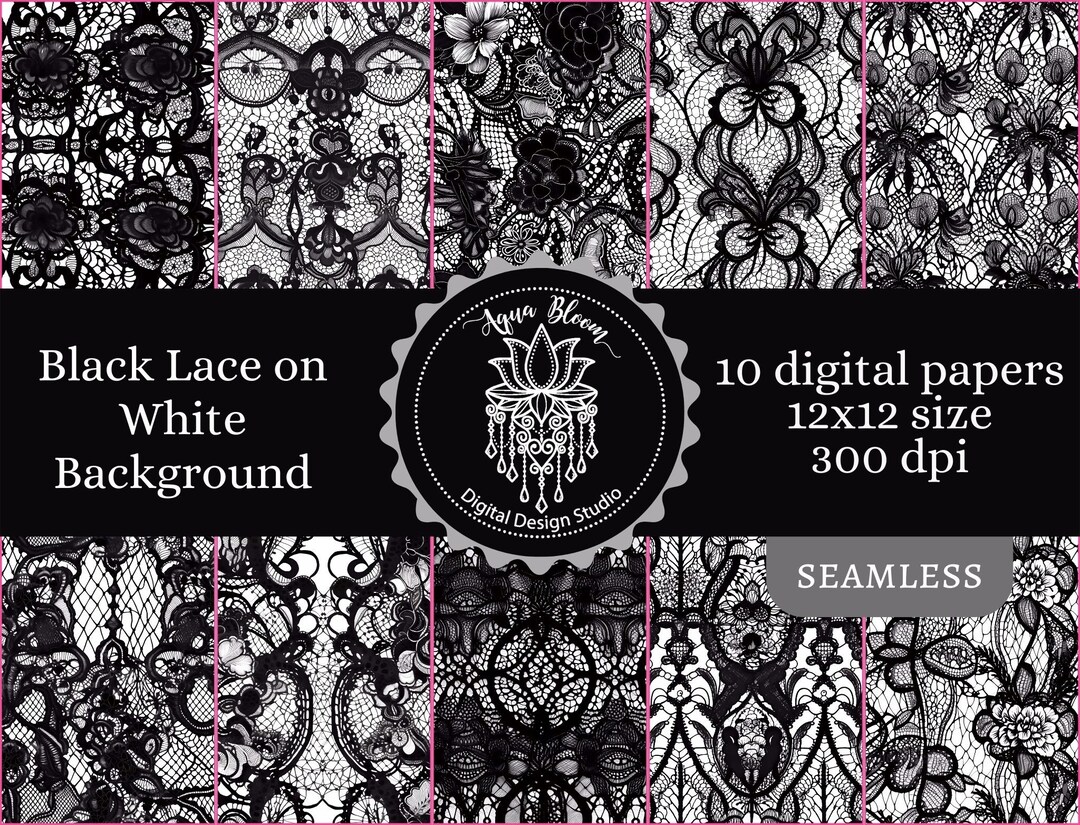 Black Lace, Textured Paper, Lace Digital Paper, Gothic Lace Jpeg ...