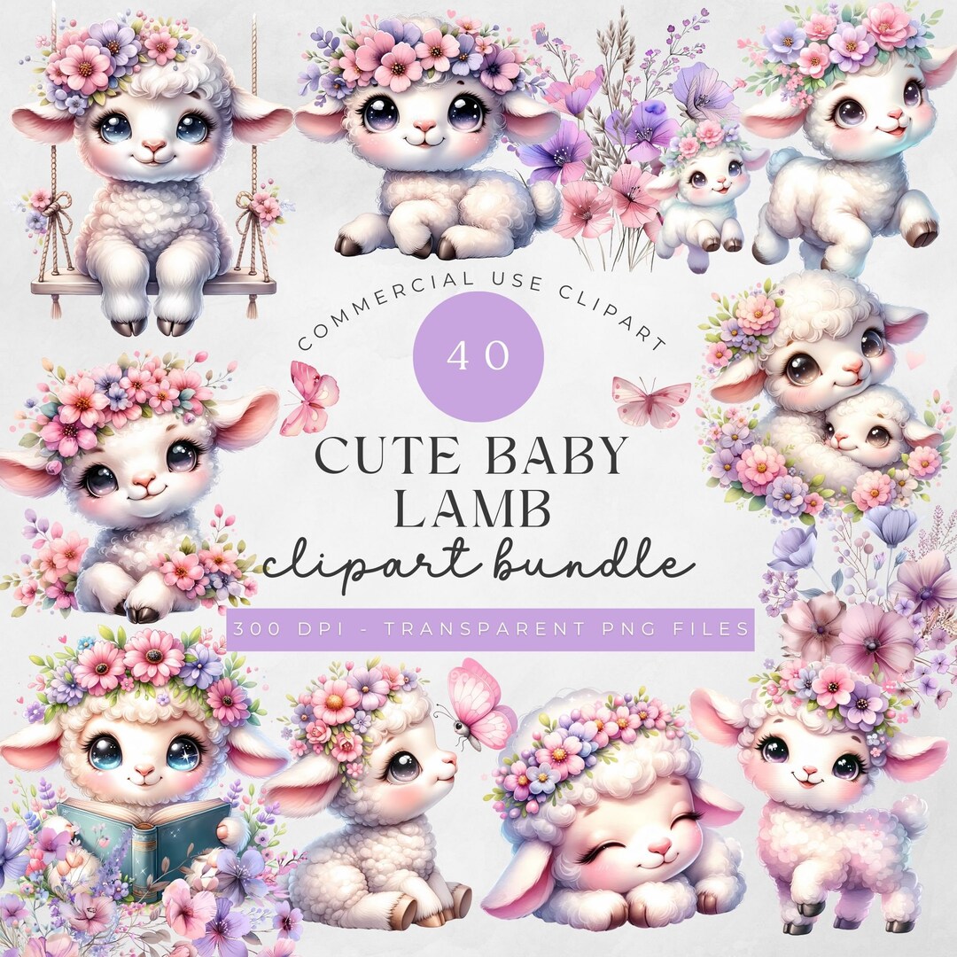 Watercolor Baby Lamb Clipart Bundle, Sweet Lamb, Lamb Clipart, Lamb PNG ...