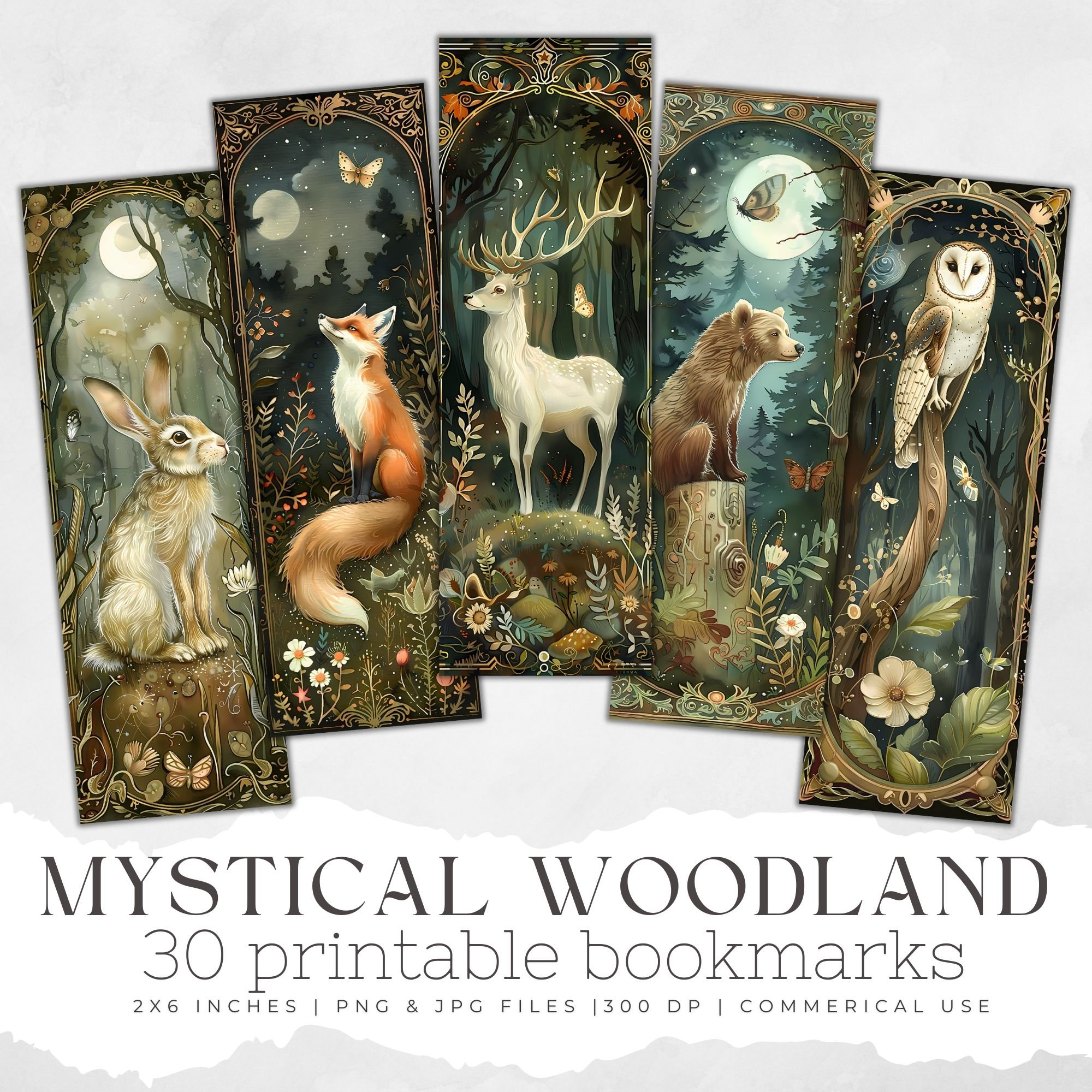 Whimsical Woodland Animals Bookmarks: Fantasy Forest Print (PNG, JPG ...