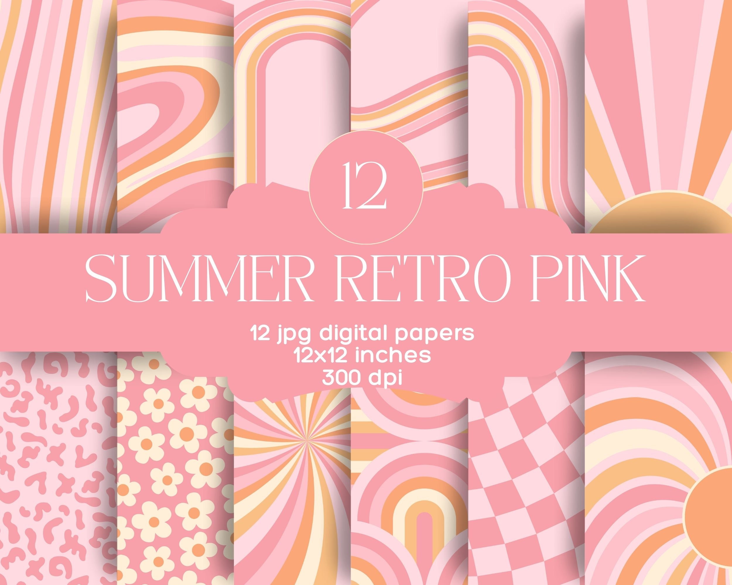 Retro Groovy Digital Paper Aesthetic Pattern Background - Etsy