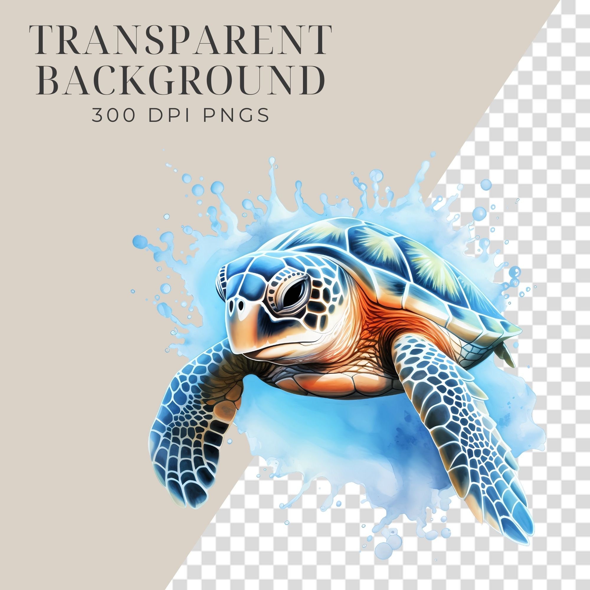 Watercolor Sea Turtle Clipart Bundle, Sublimation, Cute Baby Turtle ...