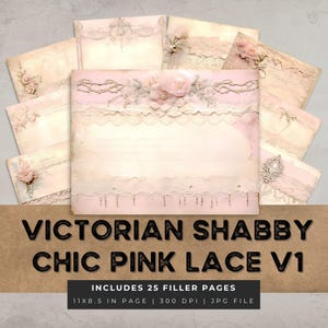 Victorian Shabby Chic Pink Junk Journal Page Vintage Lace Ephemera ...