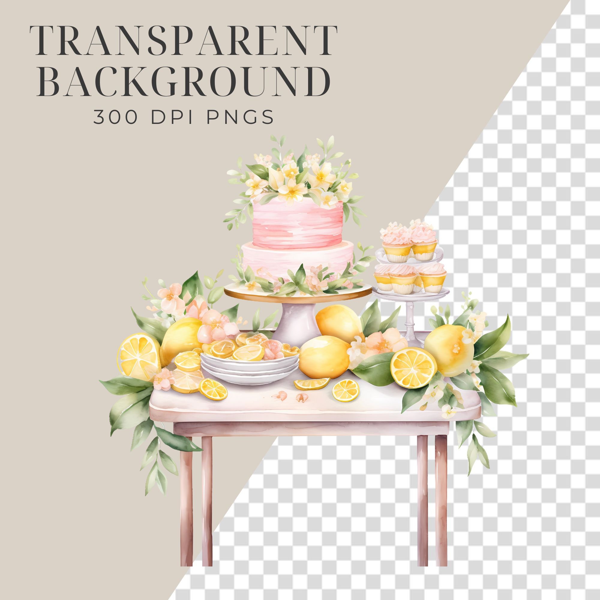 73 Watercolor Pink Lemonade Party Clipart Bundle Pink Lemonade Birthday ...