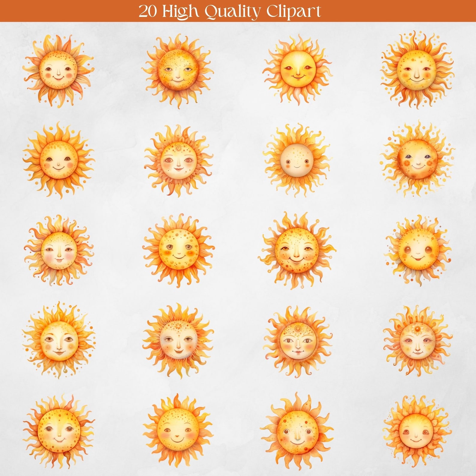 Watercolor Celestial Sun Clipart, PNG Magic Sun Fantasy Clipart ...