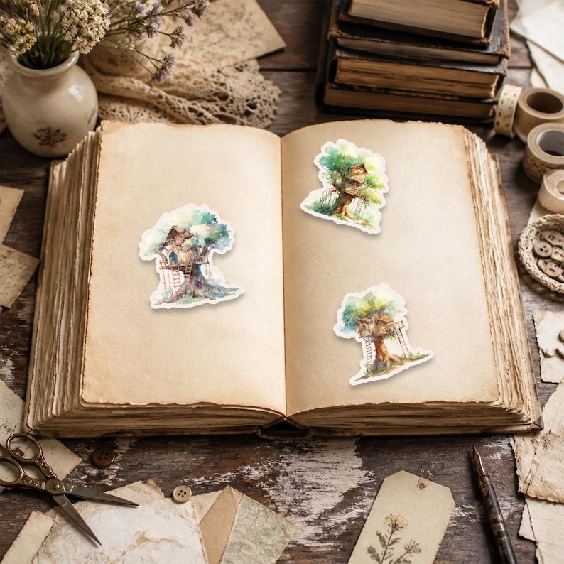 Treehouse Fussy Cut Kit, Printable Ephemera, Junk Journal Cutouts ...