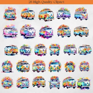 Watercolor Retro Van Clipart: 60s 70s Groovy PNG (digital Download) - Etsy