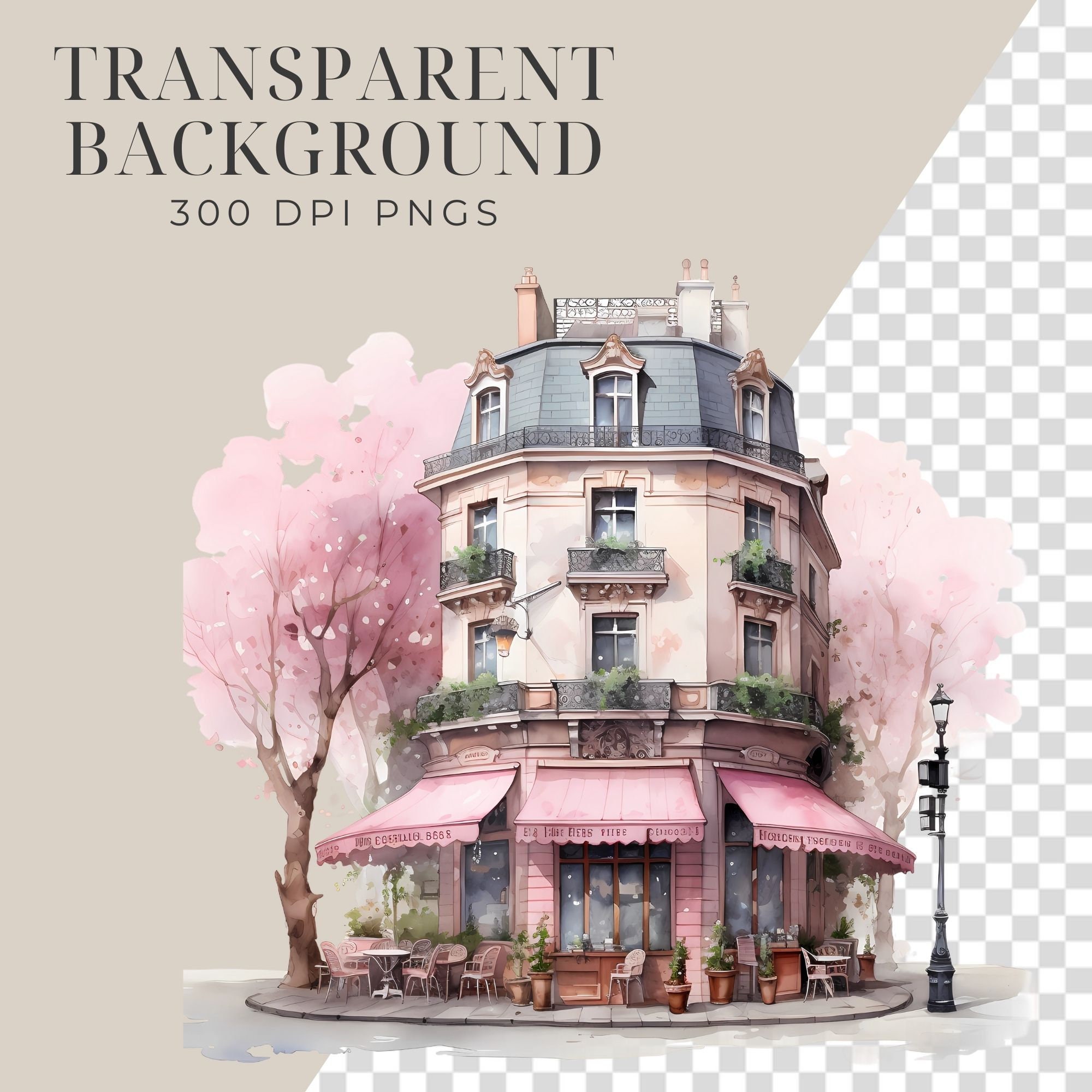 32 Pink Paris Clipart Bundle PNG Watercolor Romantic Paris French ...