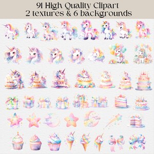 91 Cute Kawaii Unicorn Clipart Bundle | Commercial Use | PNG | Instant ...