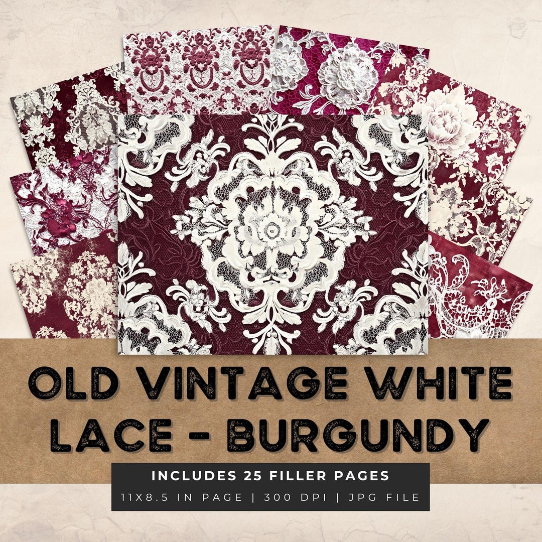 Old Vintage Lace Junk Journal Kit Shabby Chic Collage Sheet Printable ...