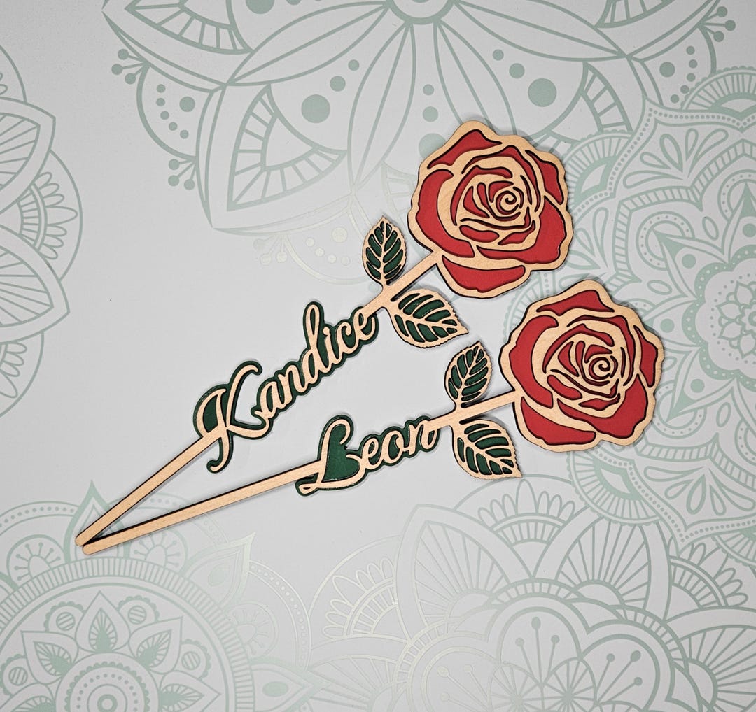 Personalized Wooden Rose With Name| Custom Flower Gift| Anniversary ...