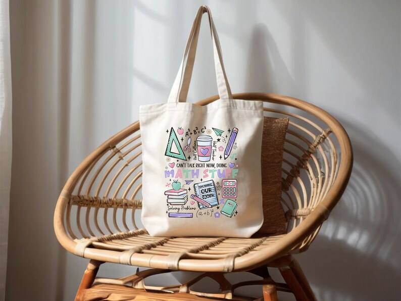 Math Teacher Tote Bag, Can't Talk Right Now, Doing Math Stuff, Retro ...