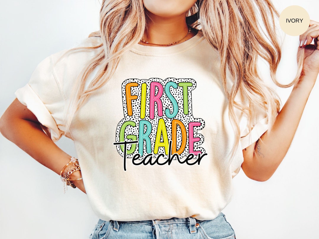 1st Grade Shirt, First Grade T Shirt, Dalmatian Spotted Letters ...