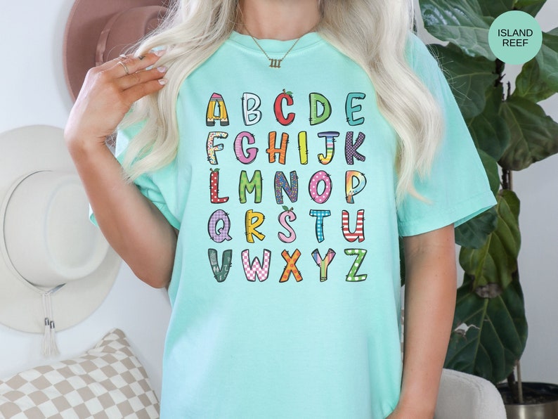 Alphabet Shirt, ABC T Shirt, Comfort Colors, Teacher Alphabet Tshirt ...