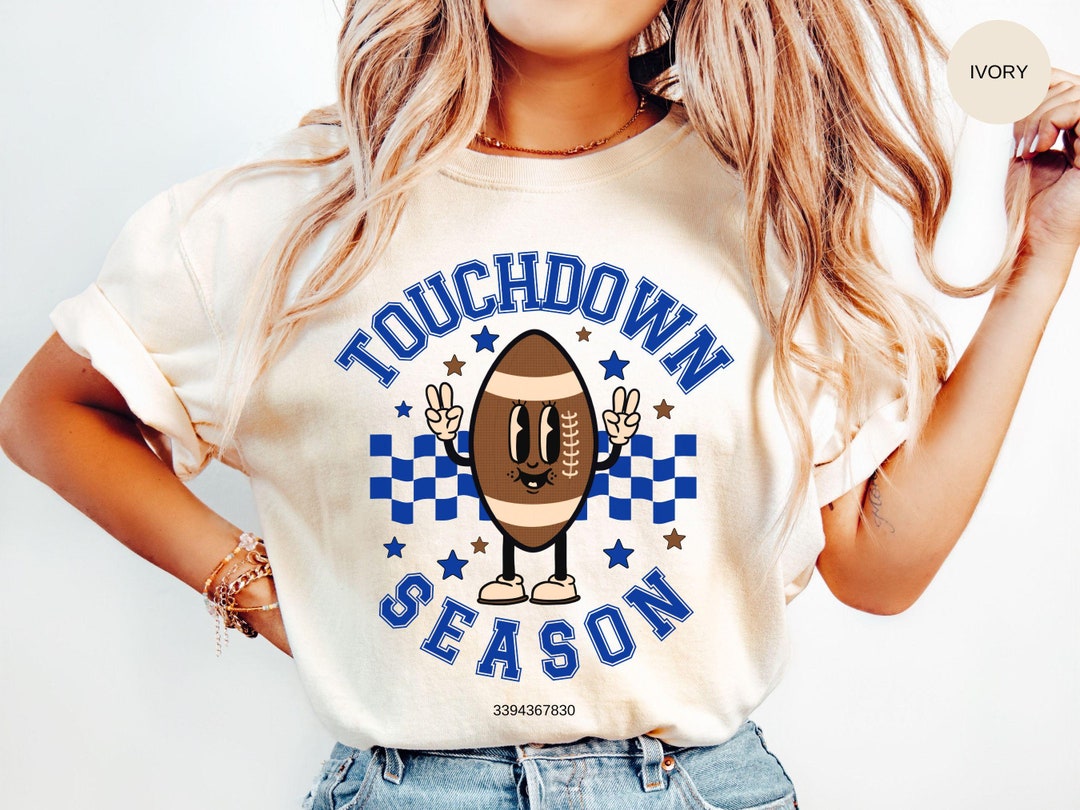 Touchdown Season Football Shirt, Royal Blue Team Mascot Tee, Comfort ...