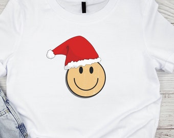 Santa Hat Smiley Face Drippy SVG PNG Digital Download Christmas Print ...