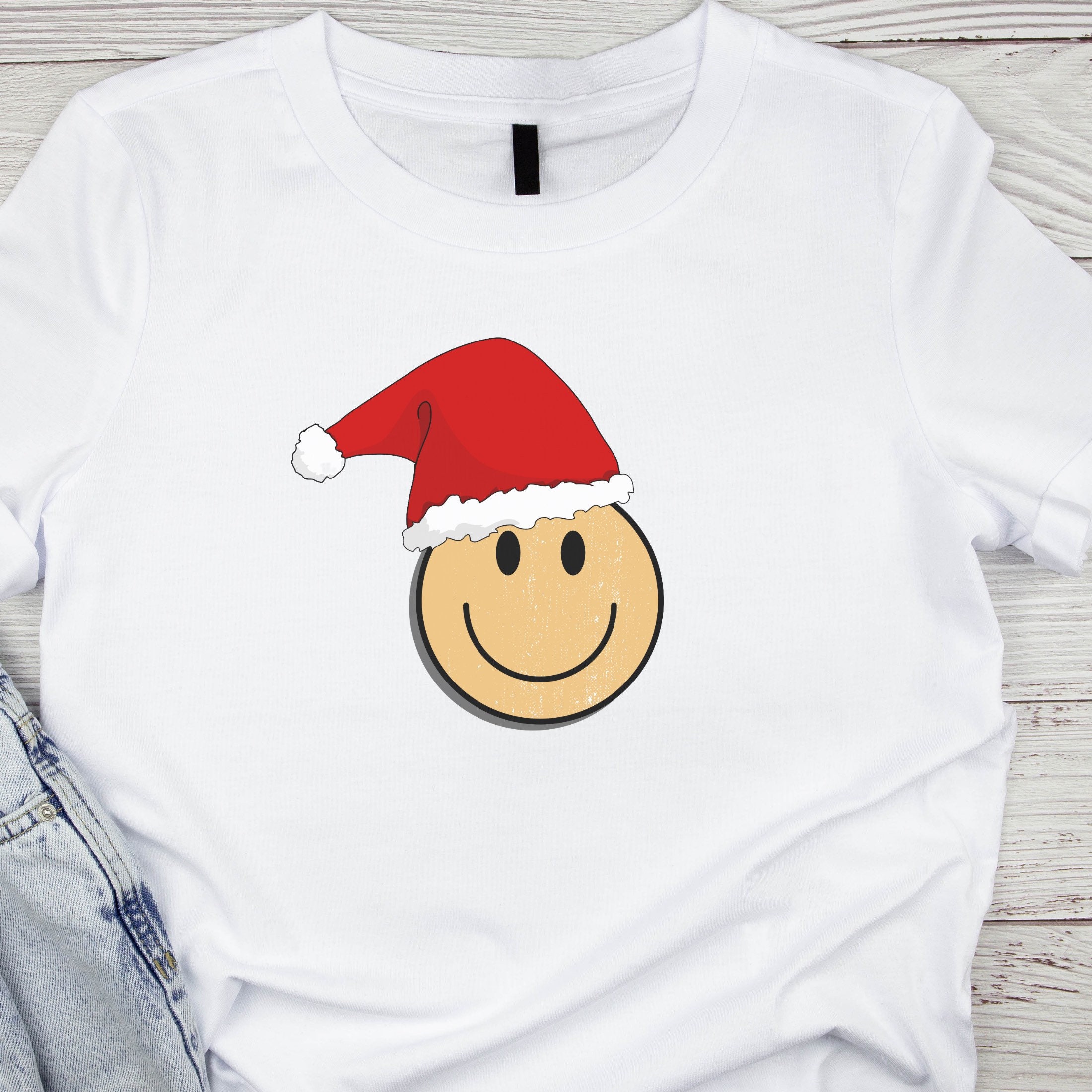 Santa Hat Retro Smiley Face Svg - Etsy