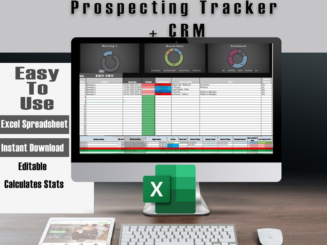 Sales Prospecting Spreadsheet - Gray - Track and Manage Your ...