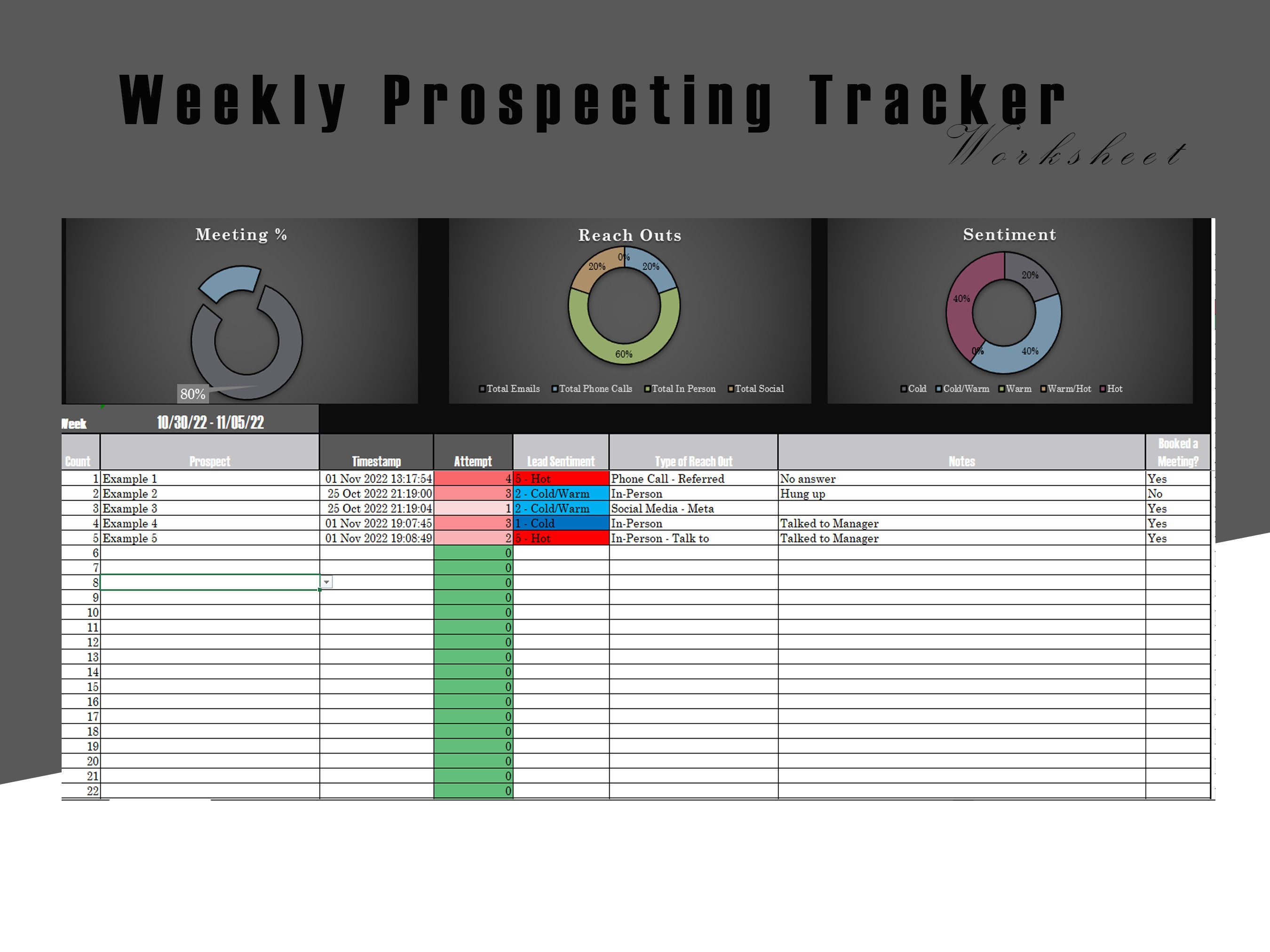 Sales Prospecting Spreadsheet - Gray - Track and Manage Your ...