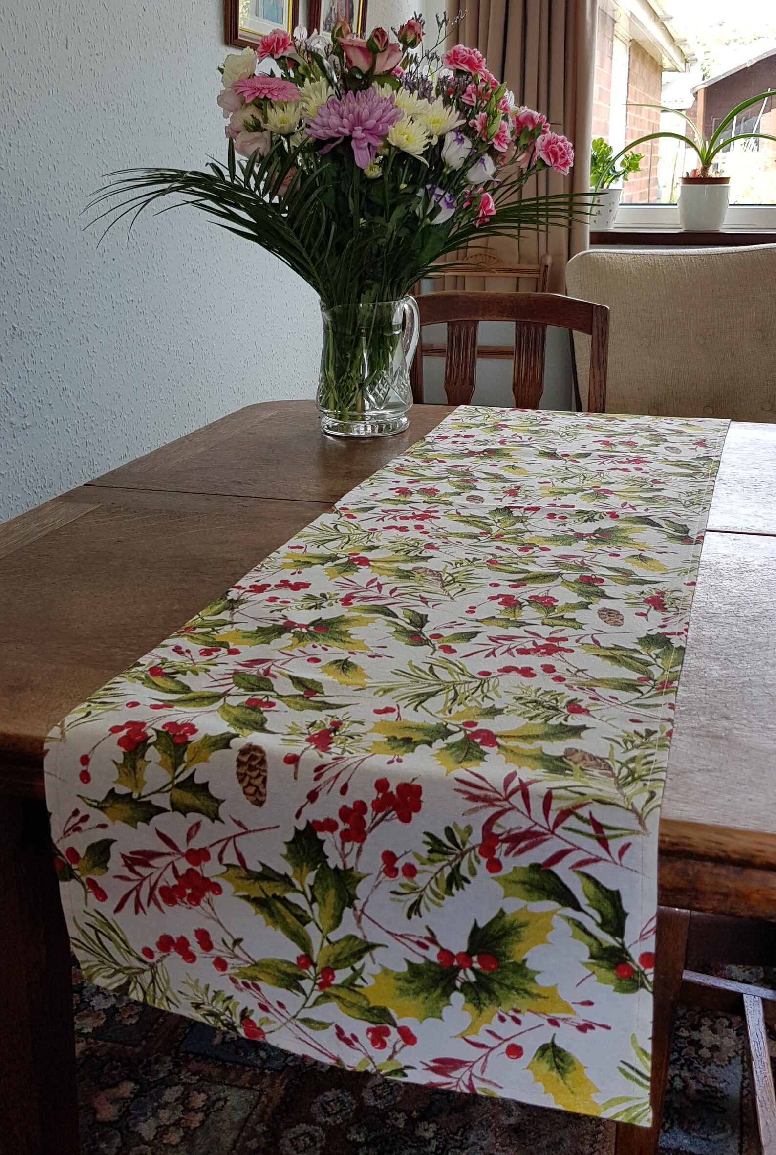 Christmas Table Runner Holly Tree Christmas Table - Etsy