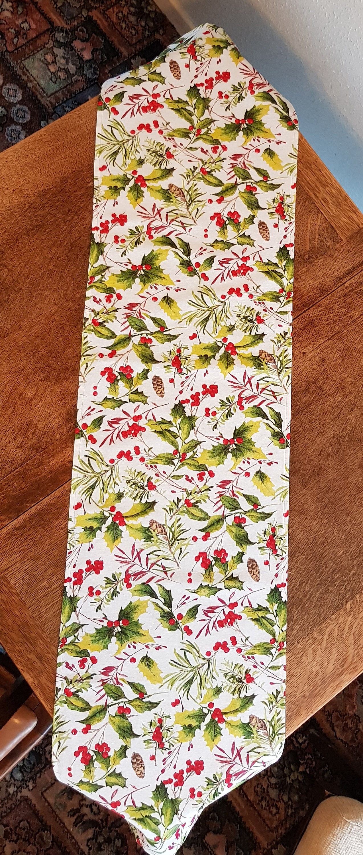 Christmas Table Runner Holly Tree Christmas Table - Etsy