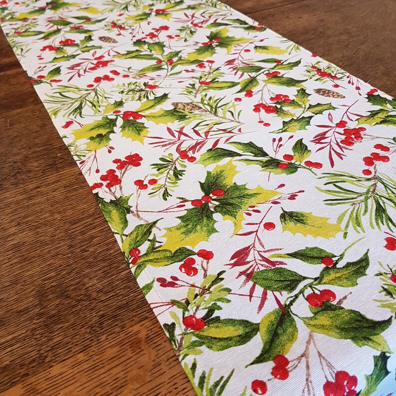 Christmas Table Runner Holly Tree Christmas Table - Etsy