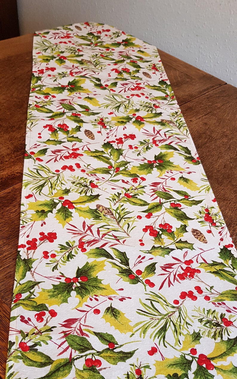 Christmas Table Runner Holly Tree Christmas Table - Etsy