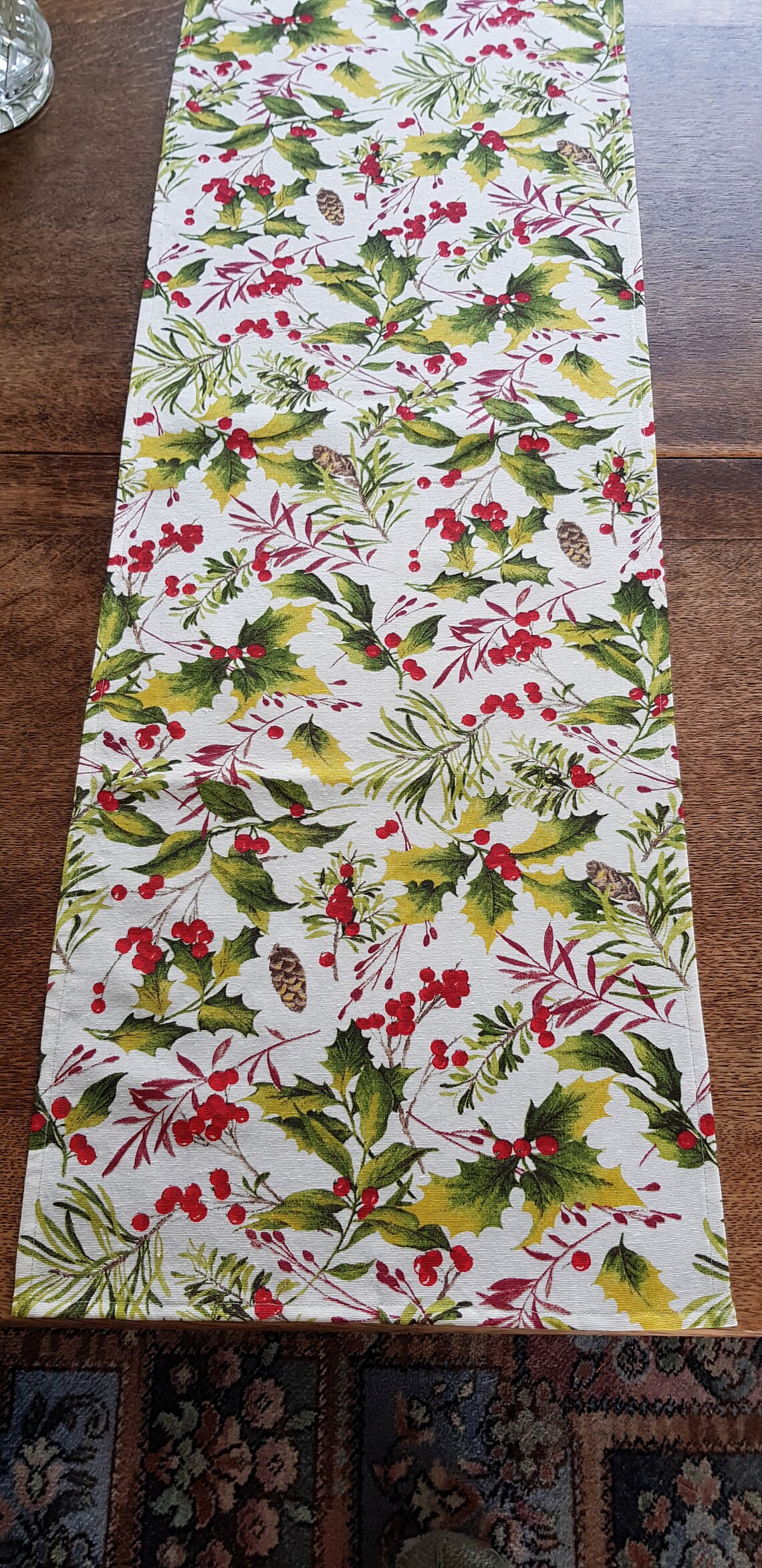 Christmas Table Runner Holly Tree Christmas Table - Etsy