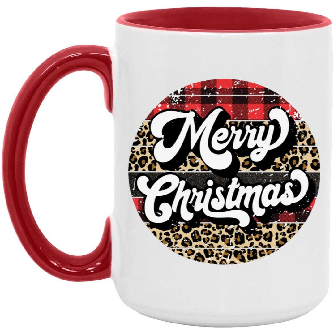 Merry Christmas Flannel Leopard 15 Oz Coffee Mug - Etsy