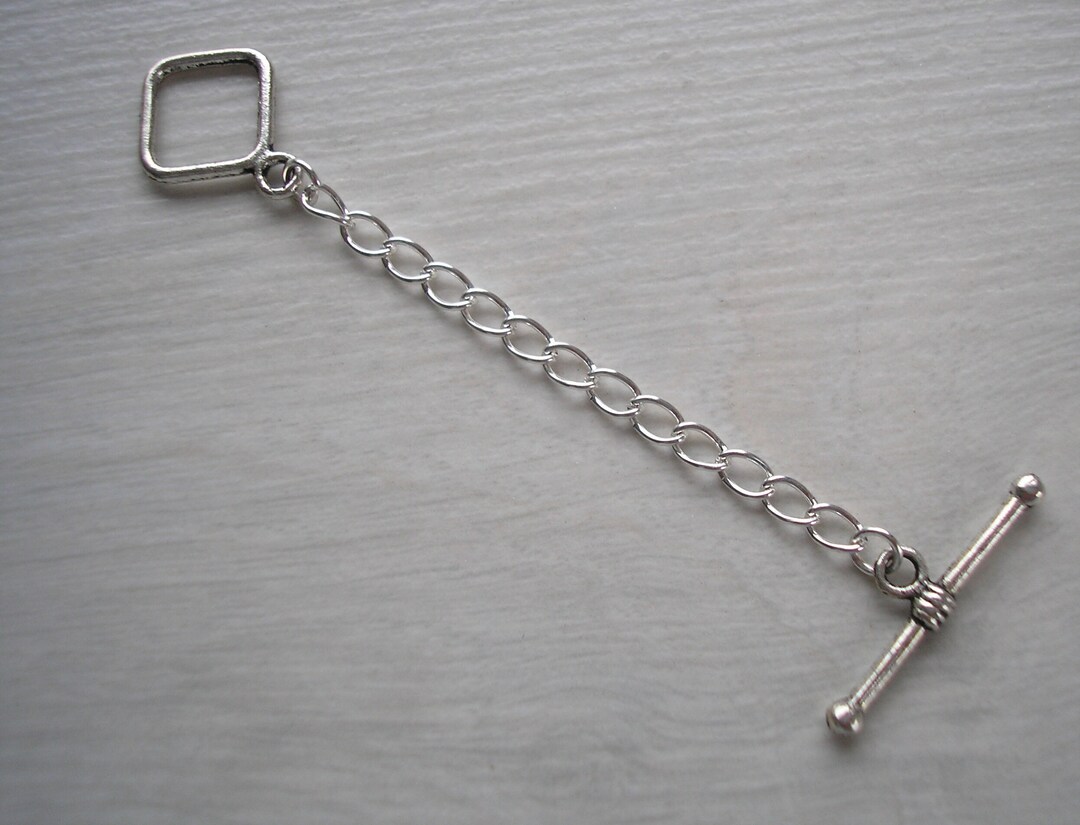 Square Tibetan Silver T-bar Toggle Clasp Extender Chain for a Necklace ...