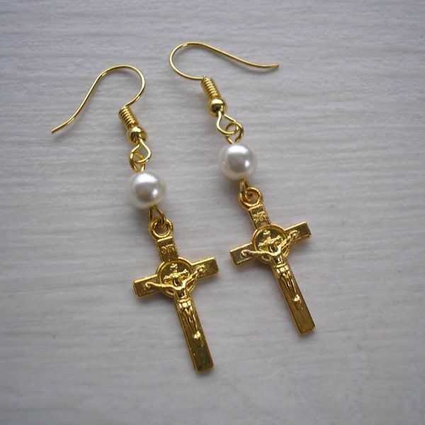 Crucifix Earrings - Etsy