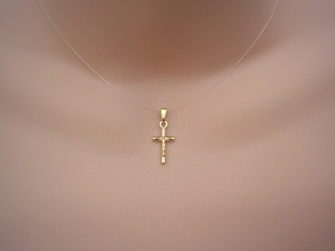 Dainty Crucifix Necklace, Floating Effect Jesus on the Cross Necklace ...