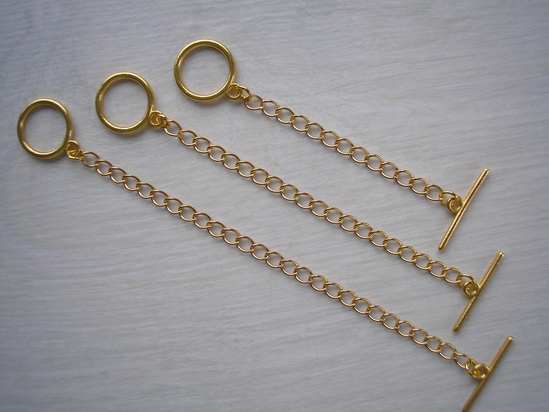 Gold or Silver Round T-bar Toggle Clasp Extension Chain for a Necklace ...