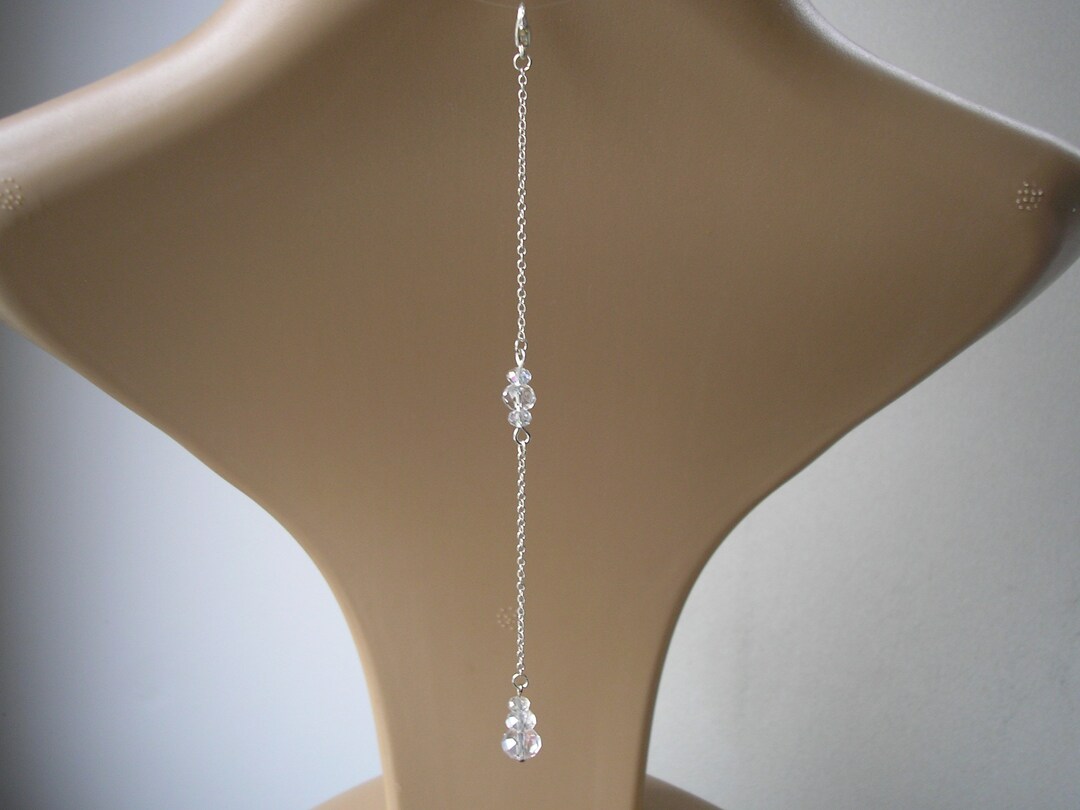 Simple Dainty Crystal Clip on Back Chain, Bridal Backdrop Attachment ...