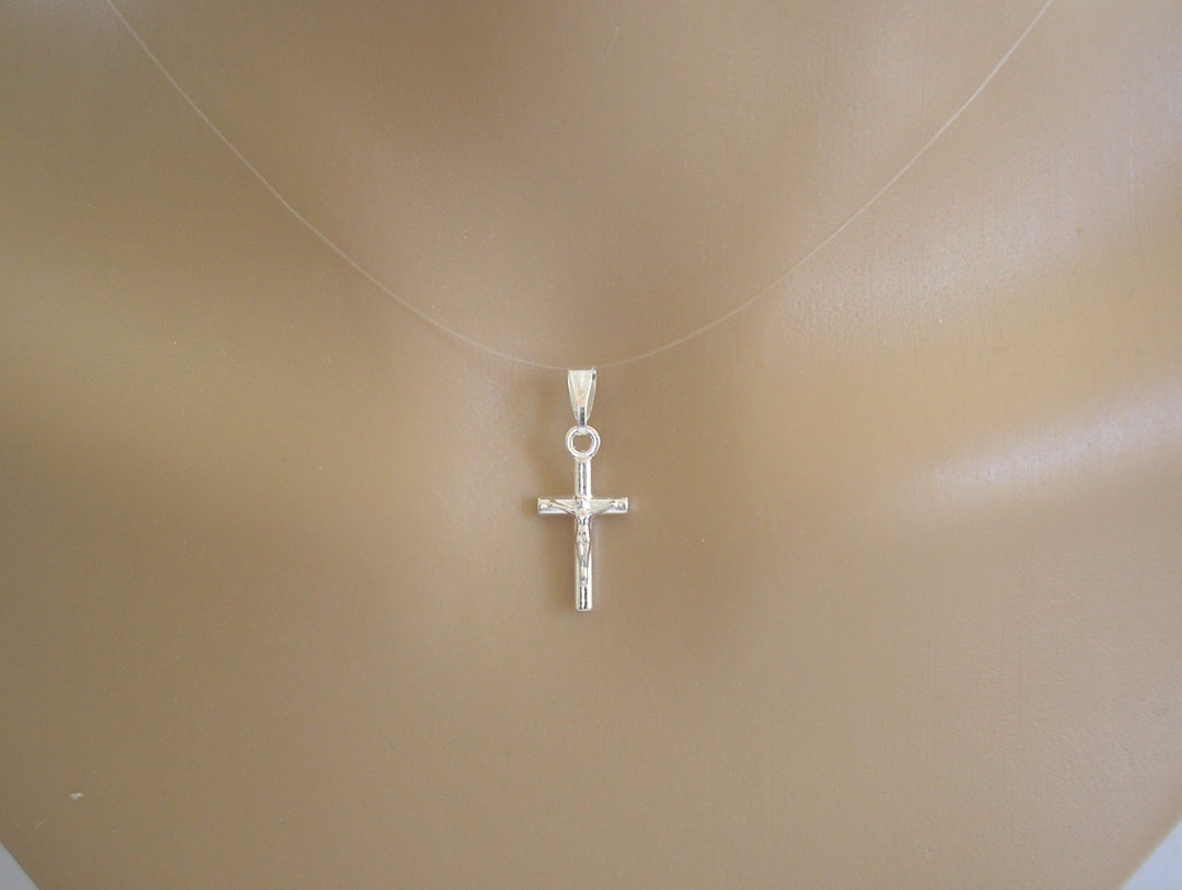 Dainty Crucifix Necklace Floating Effect Jesus on the Cross - Etsy