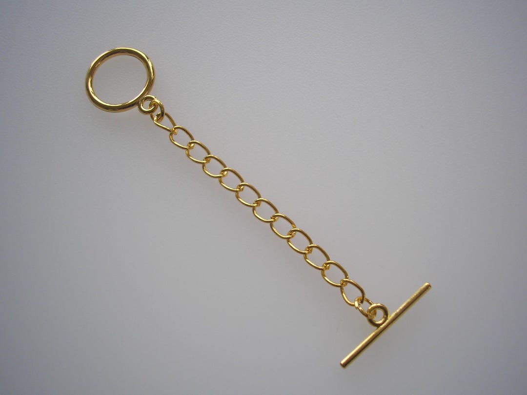 Gold or Silver Circle & Bar Round Toggle Clasp Extension Chain for a ...
