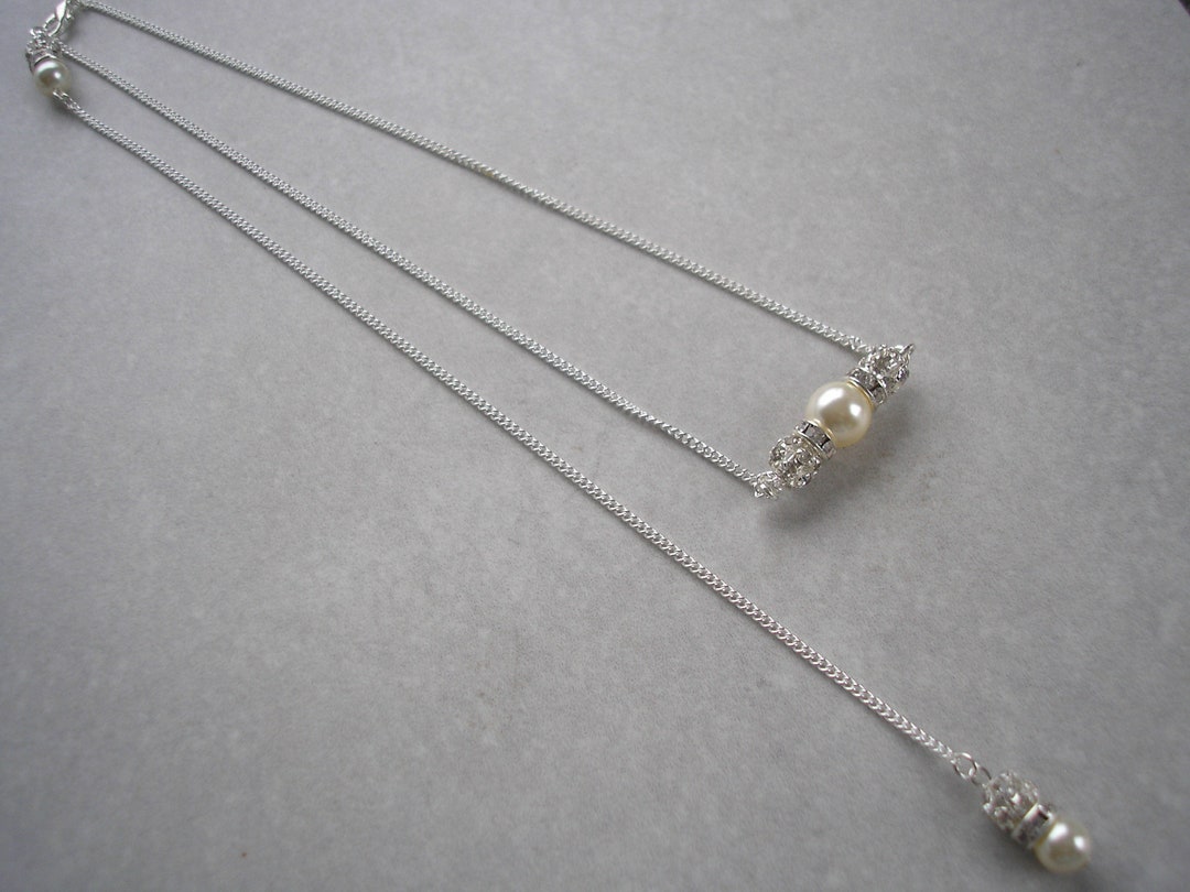 Personalized Backdrop Necklace, Pearl Back Chain Necklace for Women ...