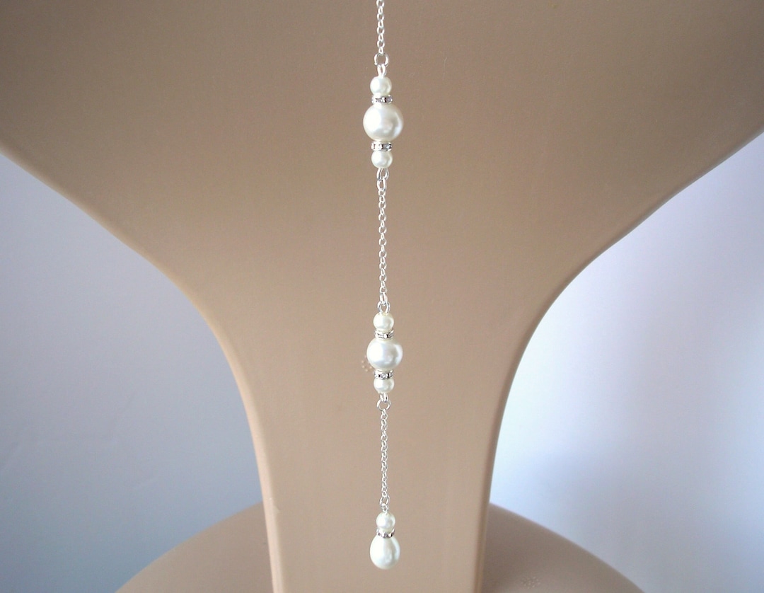Pearl & Diamante Clip on Back Chain, Bridal Backdrop Attachment for a ...