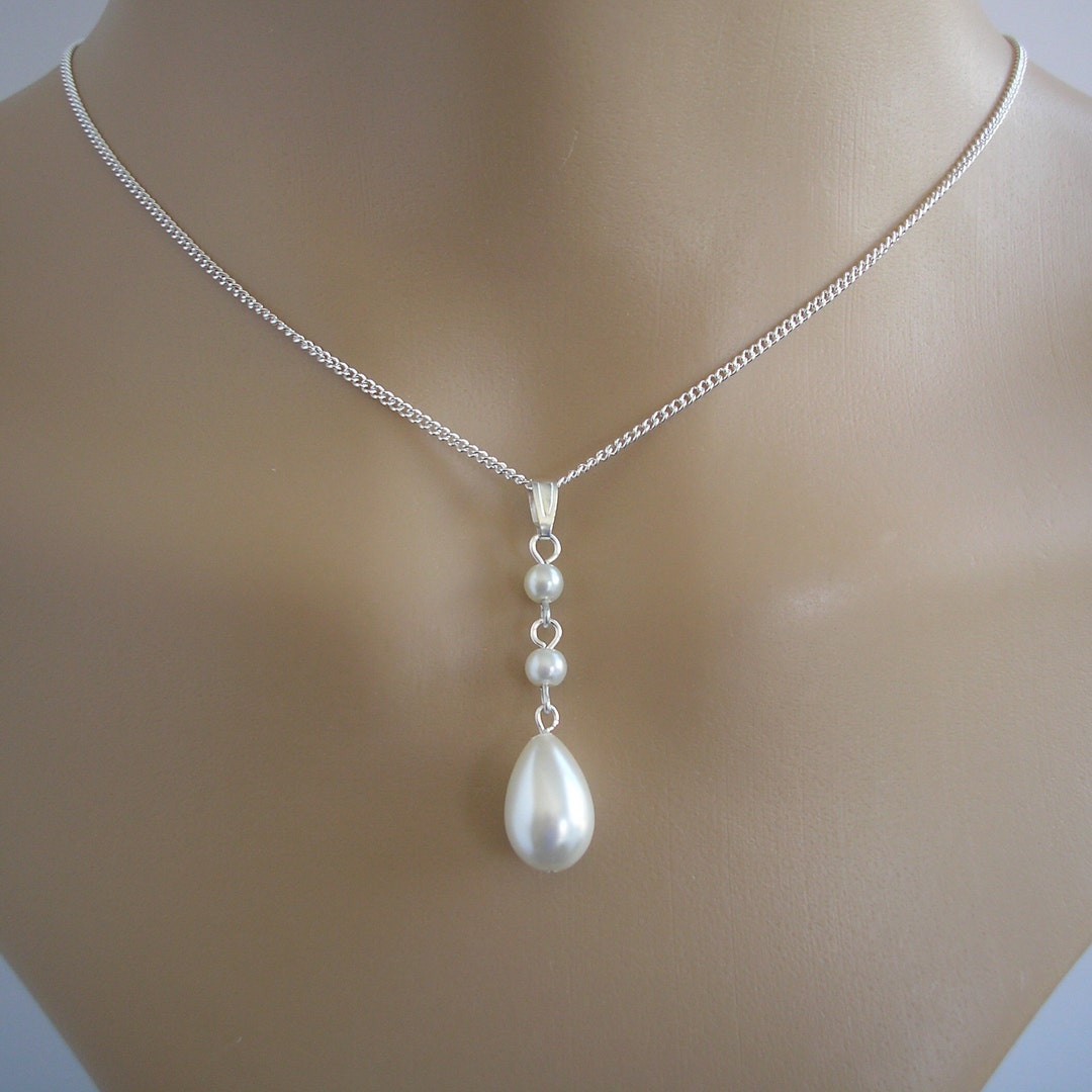 Long Drop Teardrop Pearl Necklace for Women Girls Brides - Etsy UK